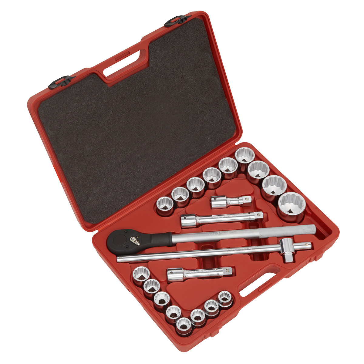 Socket Set 22pc 3 4 Sq Drive 12 point WallDrive Metric Huttie