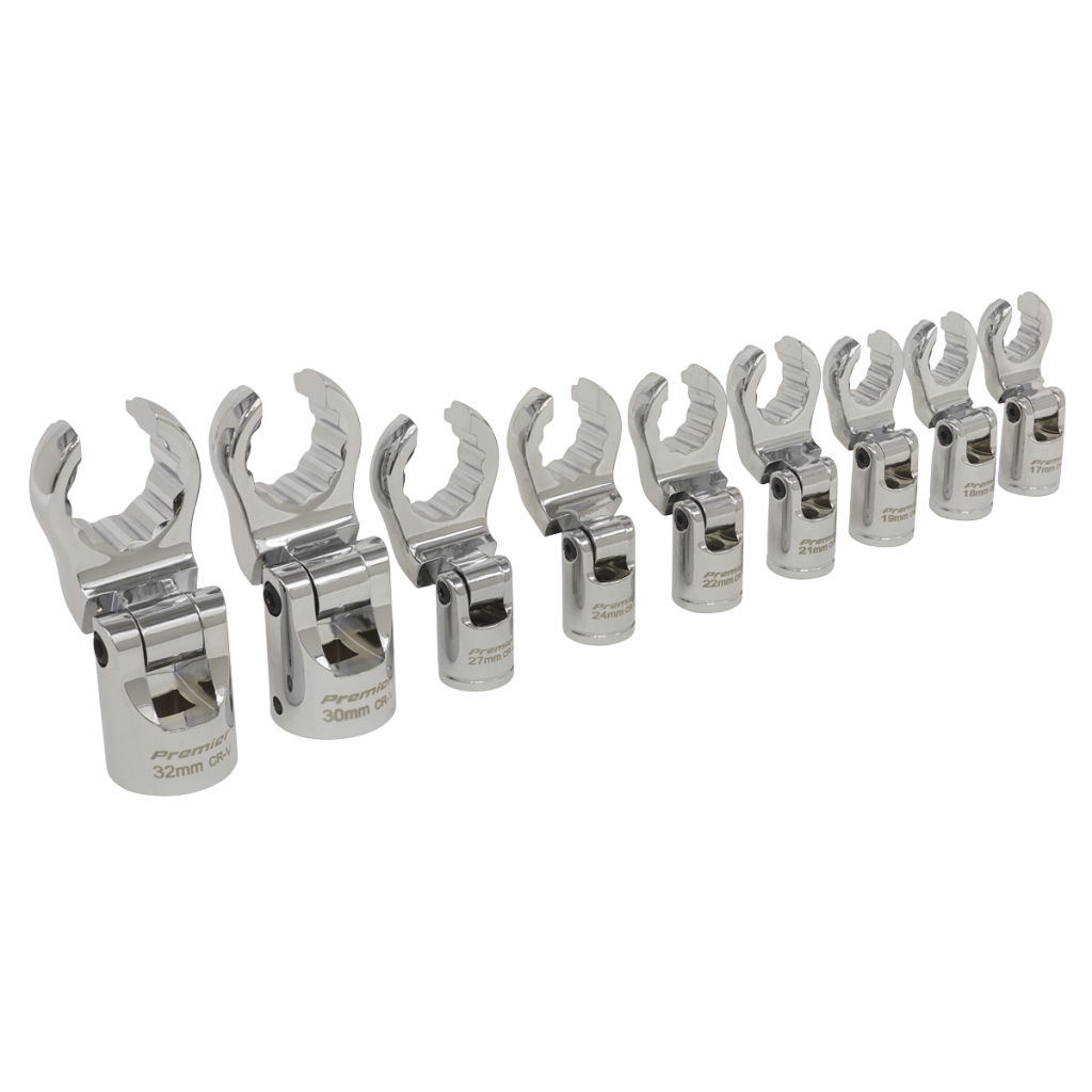 Flexible Crow's Foot Spanner Set 9pc 1/2"Sq Drive Metric - Huttie
