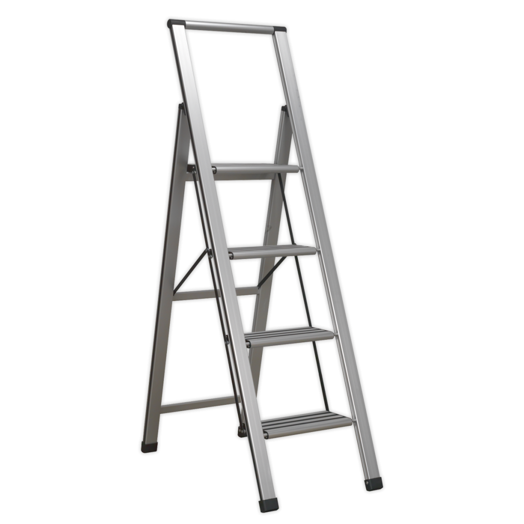 Aluminium Professional Folding Step Ladder 4 Step 150kg Capacity Huttie