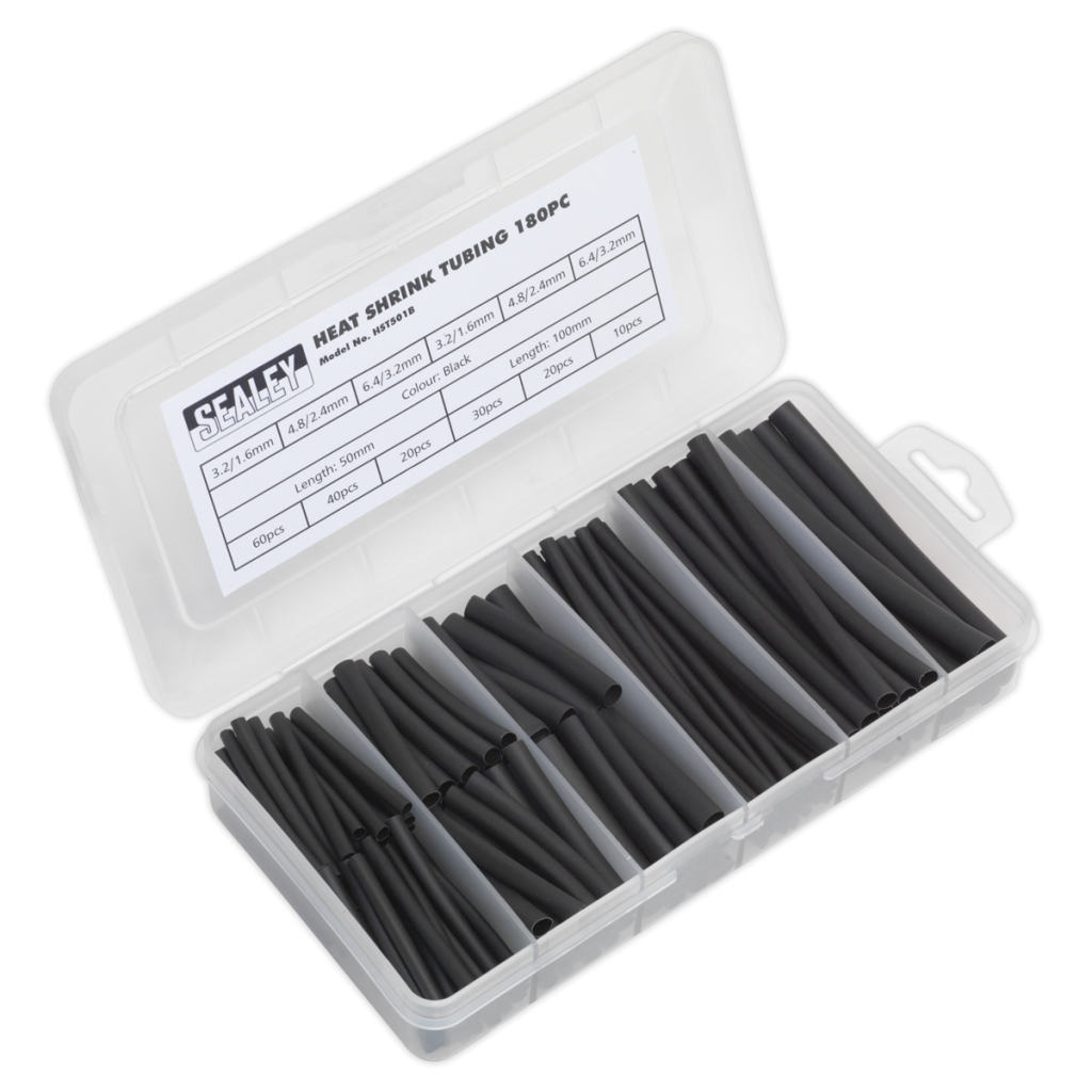 Heat Shrink Tubing Assortment 180pc 50 100mm Black Huttie heat-shrink-tubing-assortment-180pc-50-100mm-black-huttie